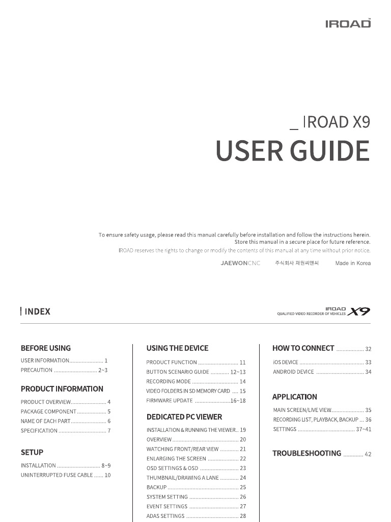 Iroad x9 Manual HK 181026 | PDF