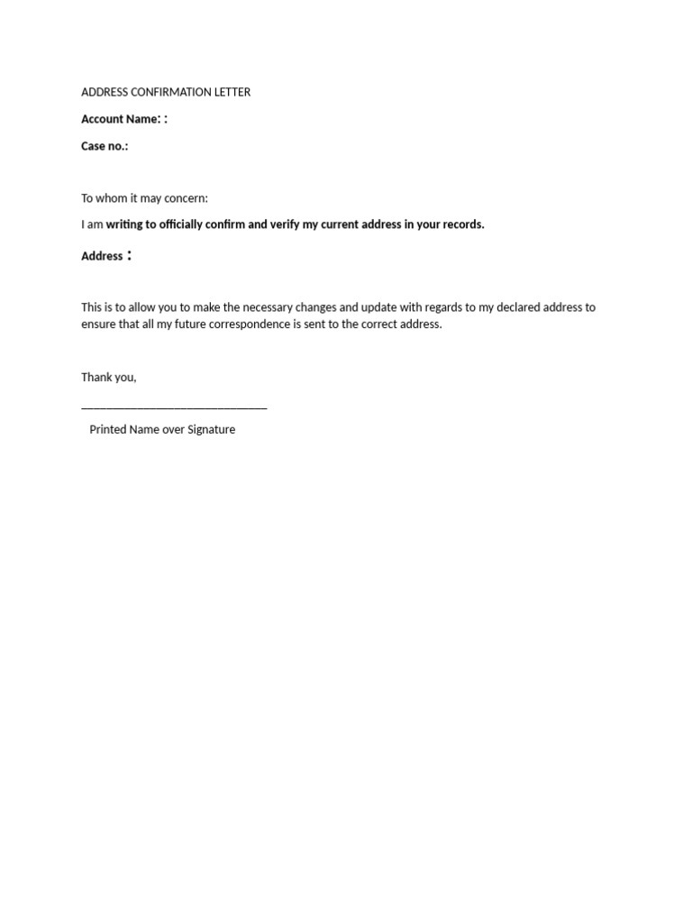 Address Confirmation | PDF