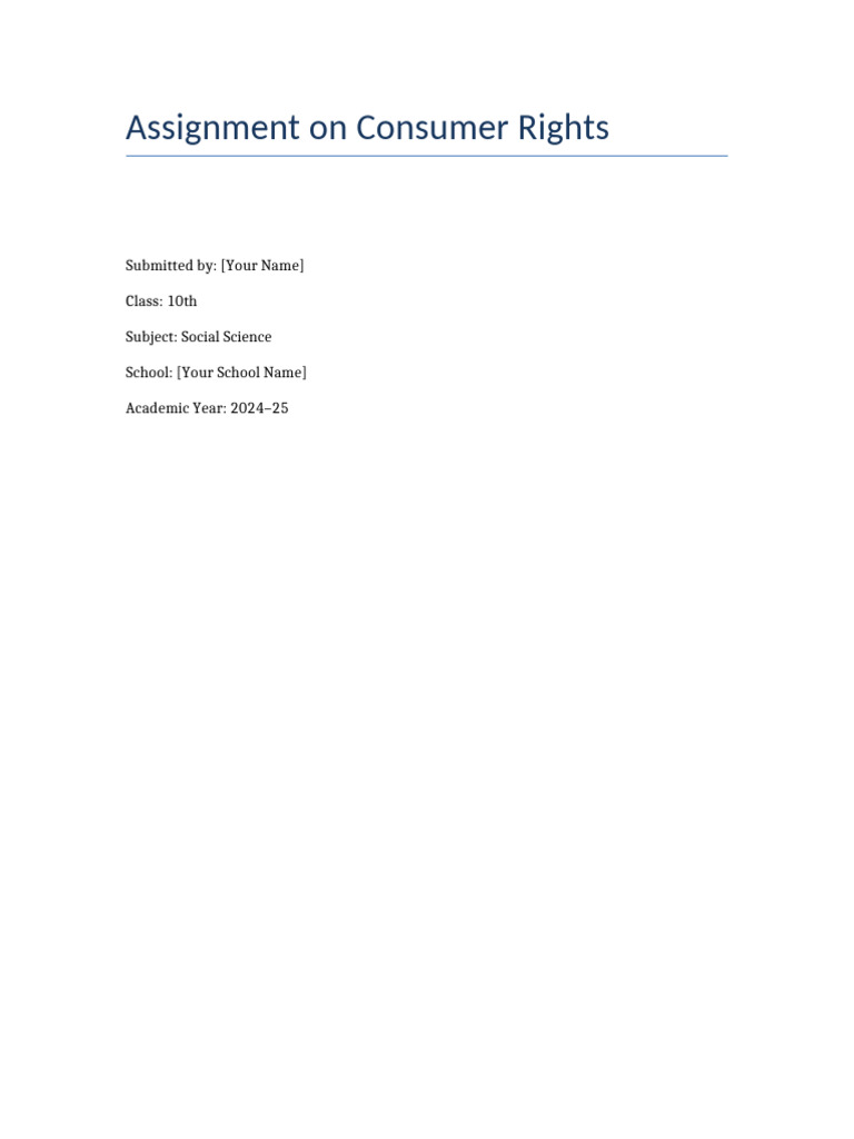 Understanding Consumer Rights Assignment | PDF | Consumer Protection ...