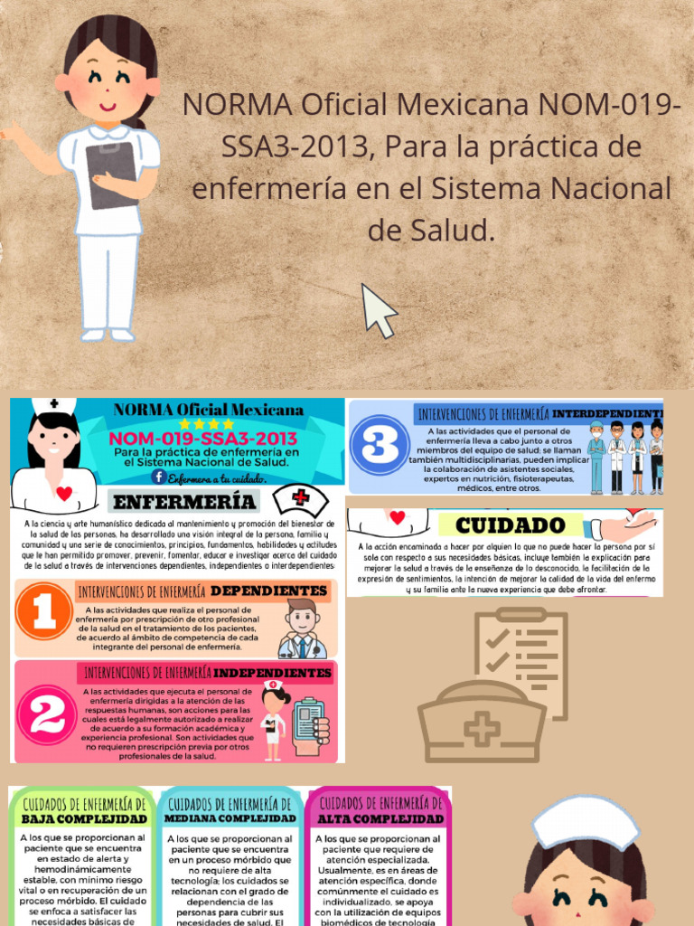 NORMA Oficial Mexicana NOM-019-SSA3-2013, Para la práctica de enfermería en el Sistema Nacional ...
