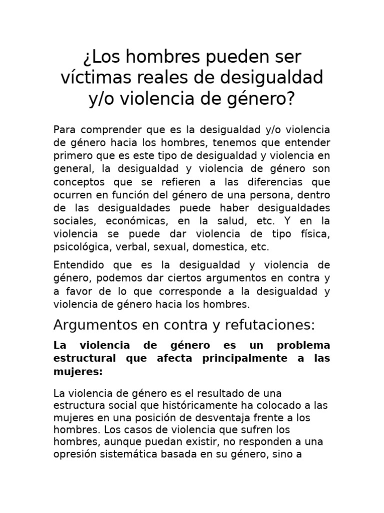 Desigualdad y violencia de género hacia hombres | PDF
