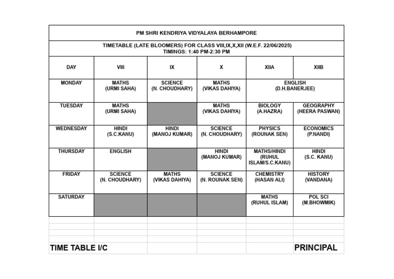Remedial Updated Time Table | PDF