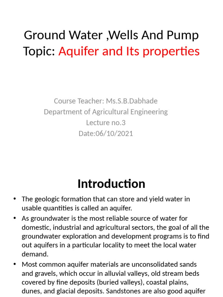 Lesson 3 Aquifer & Its Properties | PDF | Aquifer | Porosity