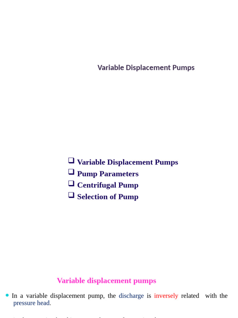 Understanding Variable Displacement Pumps | PDF | Pump | Hydraulics