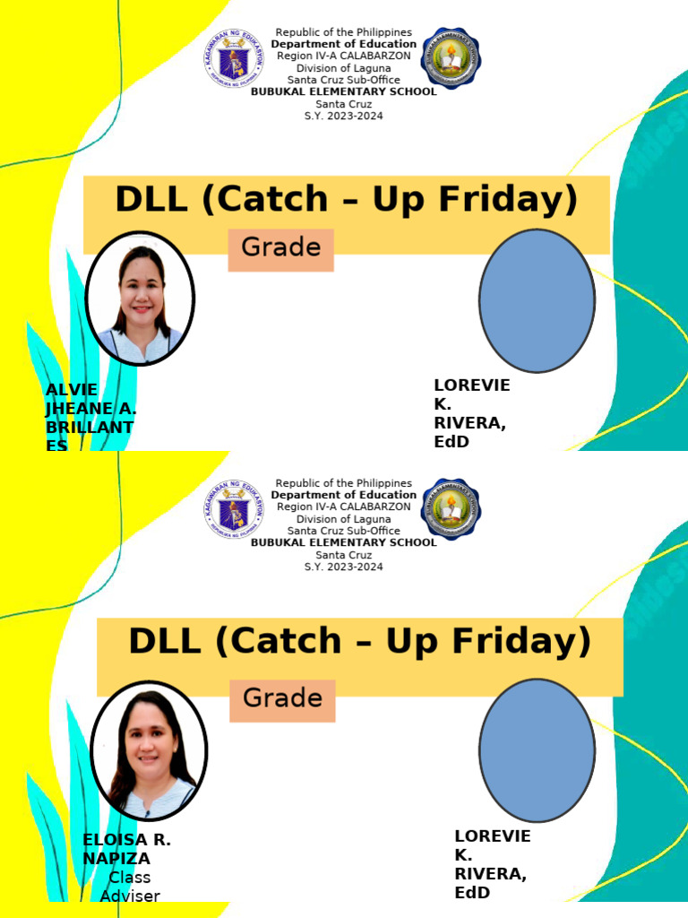 Grade 2 DLL Front Cover - Catch Up Friday | PDF