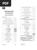 Data Sheet - OCR (B) Physics GCSE | PDF
