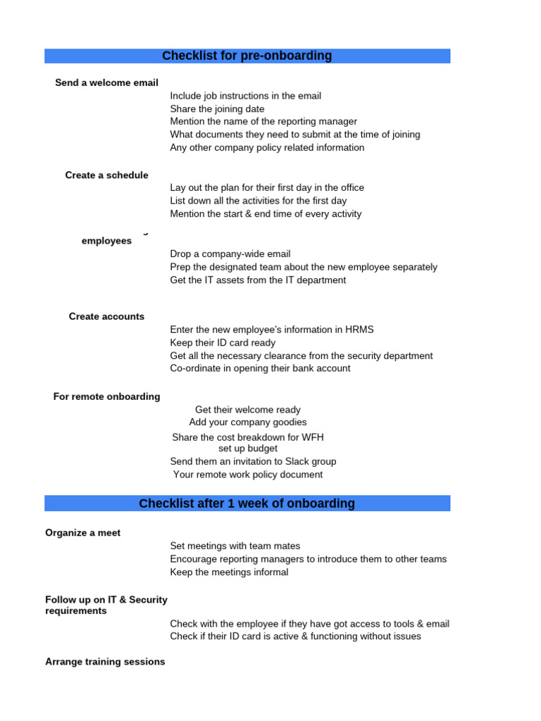 Comprehensive Employee Onboarding Checklist | PDF