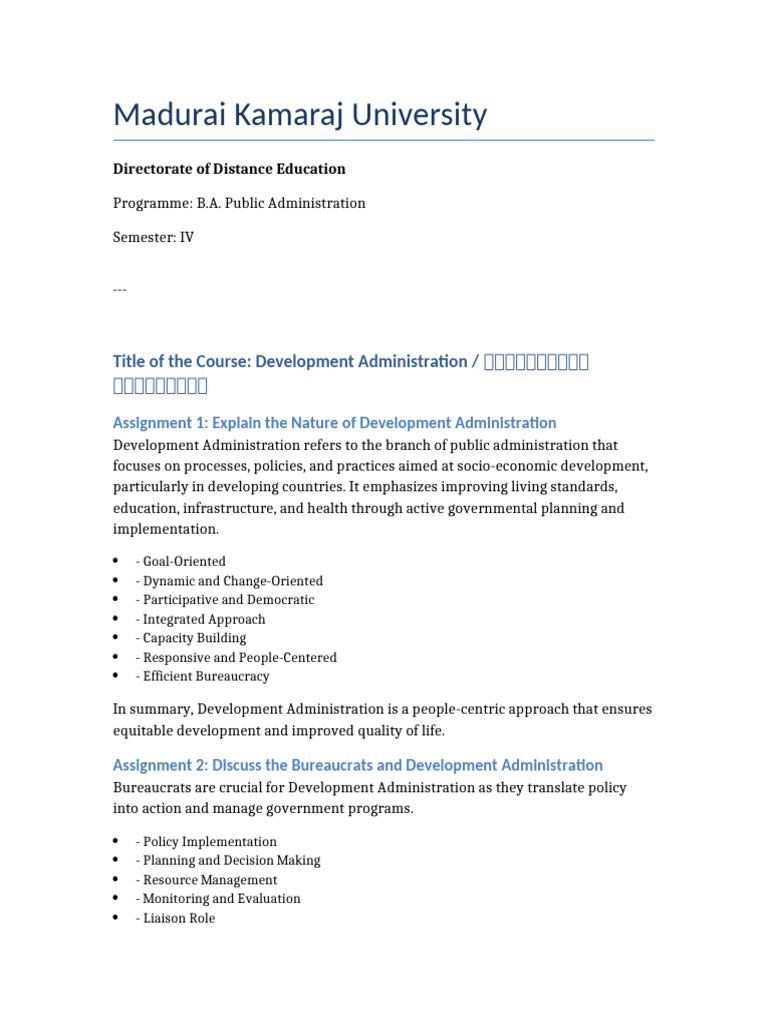 B.A. Public Administration Course Overview | PDF | Commonwealth Of ...