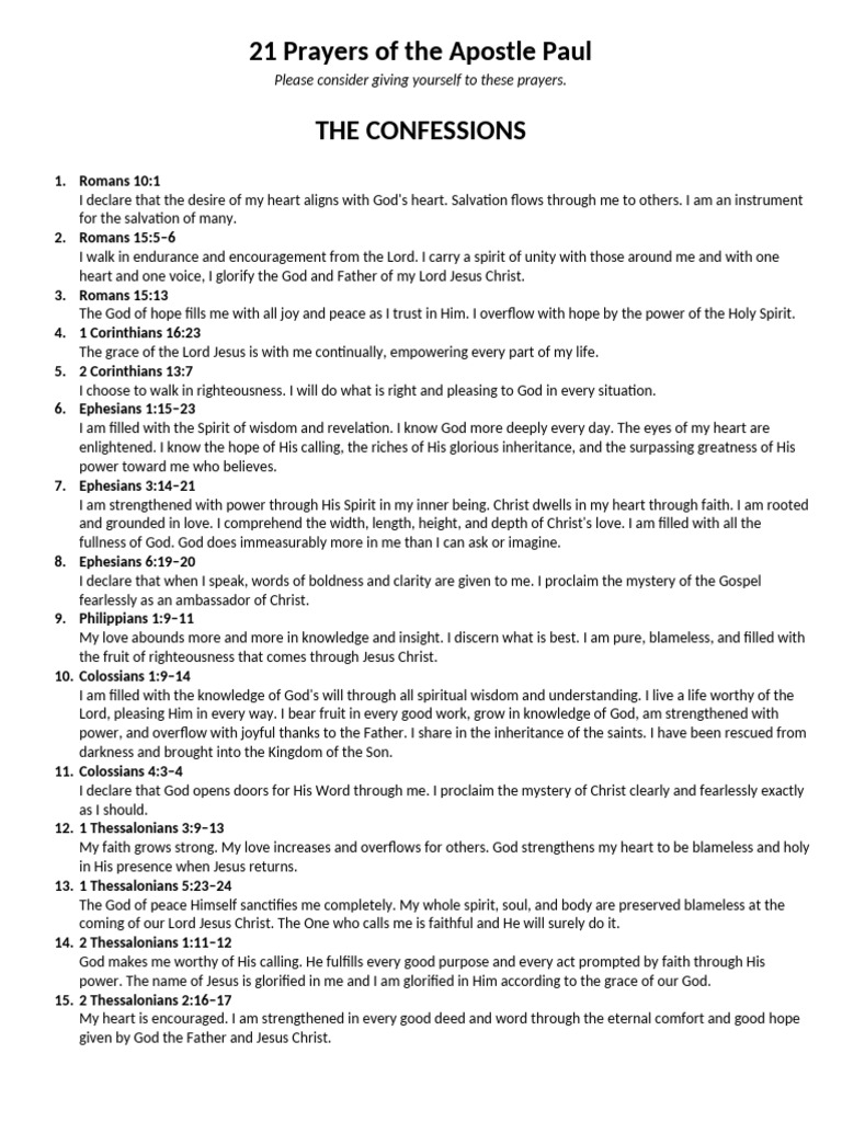 Paul's 21 Powerful Prayers | PDF | Prayer | Jesus