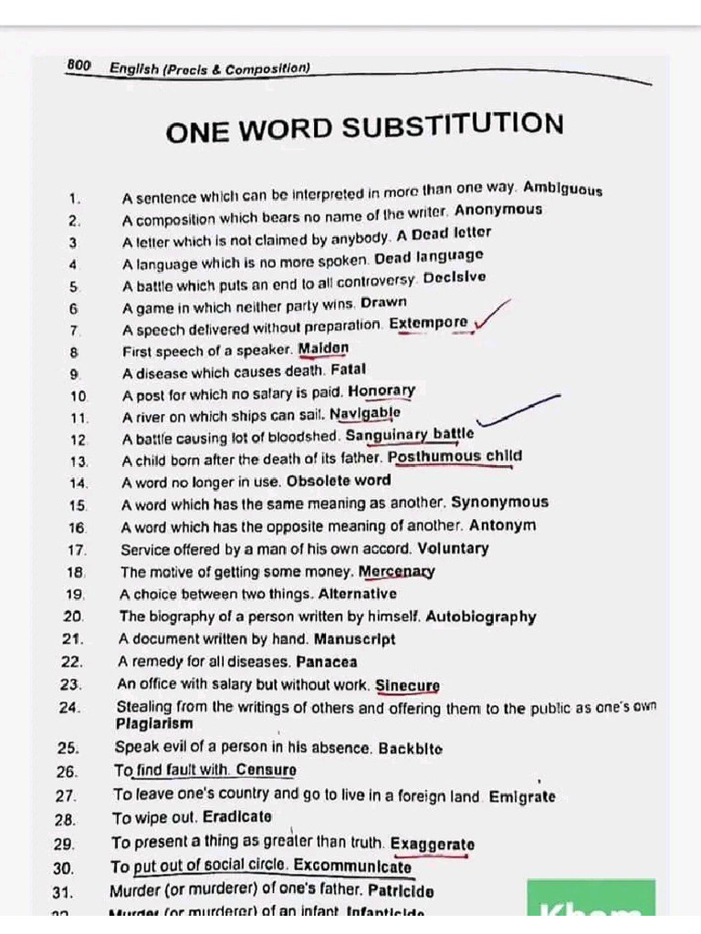 One Word Substitution | PDF