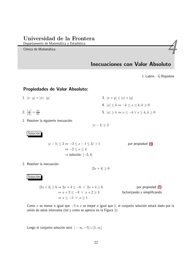 Inecuaciones Con Valor Absoluto | PDF | Desigualdad (Matemáticas) | Números