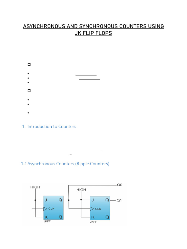 Asynchronous and Synchronous Counters Using JK Flip Flops | PDF | Electronic Design | Digital ...