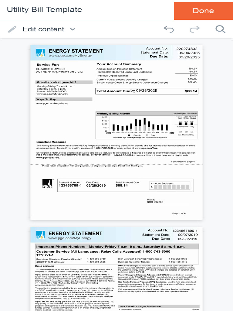 Utility Bill Template | PDF | Electric Power | Power (Physics)