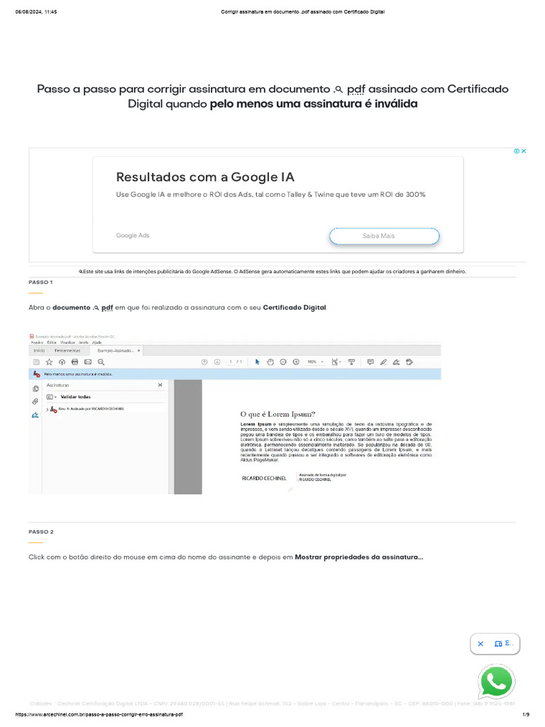Corrigir Assinatura em Documento .PDF Assinado Com Certificado Digital | PDF | Certificado de ...