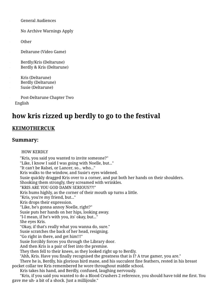 How Kris Rizzed Up Berdly To Go To The F | PDF