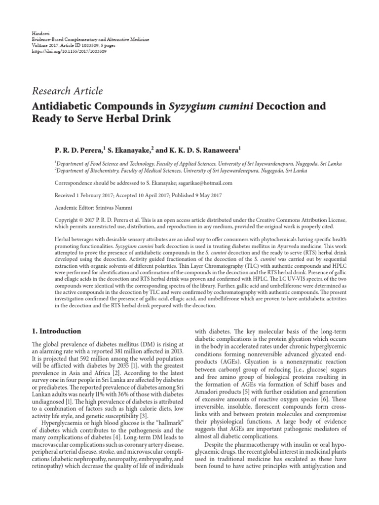2017 Antidiabetic Compounds in Syzygium Cumini Decoction and Ready To ...