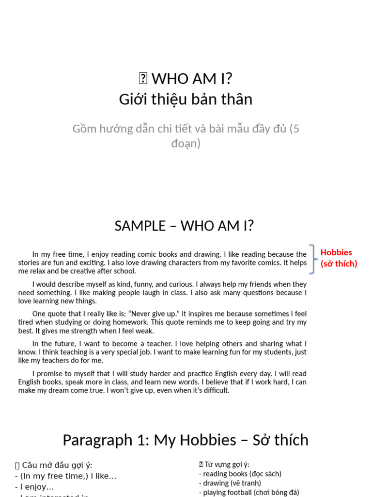 Vy WHO AM I Full Guide and Sample | PDF