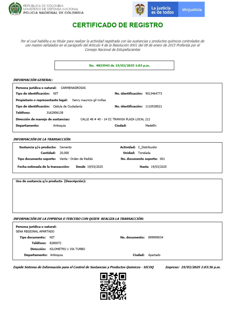Certificado Carencia | PDF