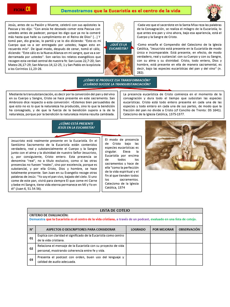 Transubstanciación Explicada para Niños | PDF | eucaristía | Cristo ...