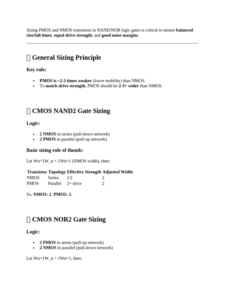 Sizing Pmos and Nmos | PDF