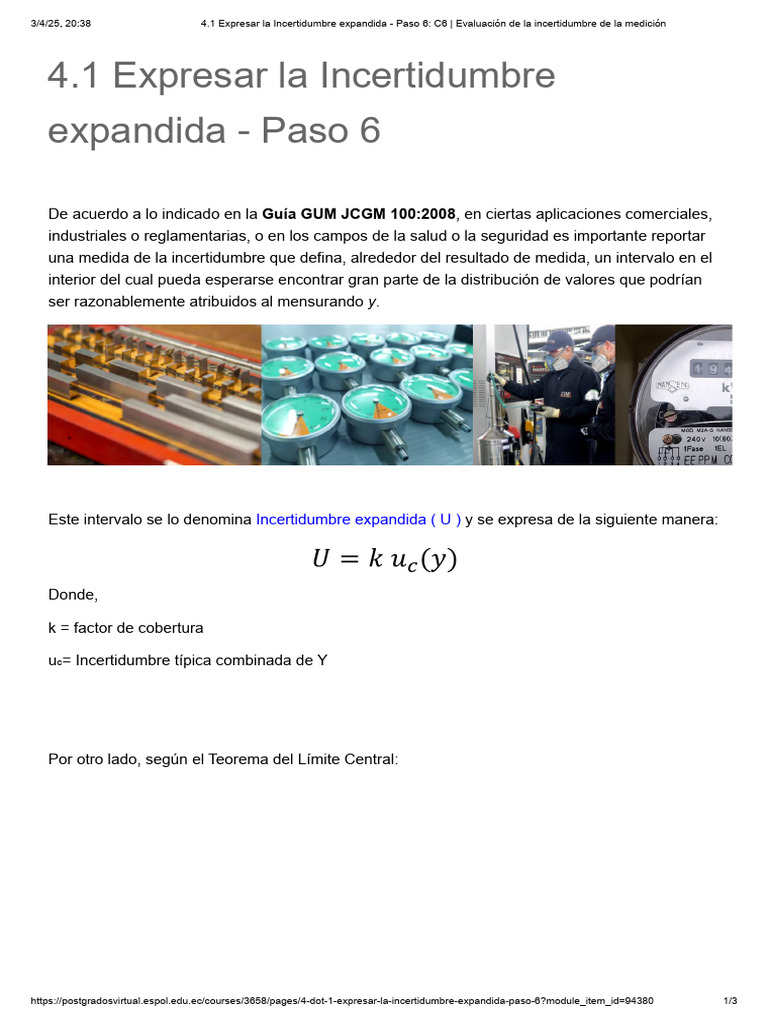 4.1 Expresar La Incertidumbre Expandida - Paso 6 - C6 - Evaluación de ...