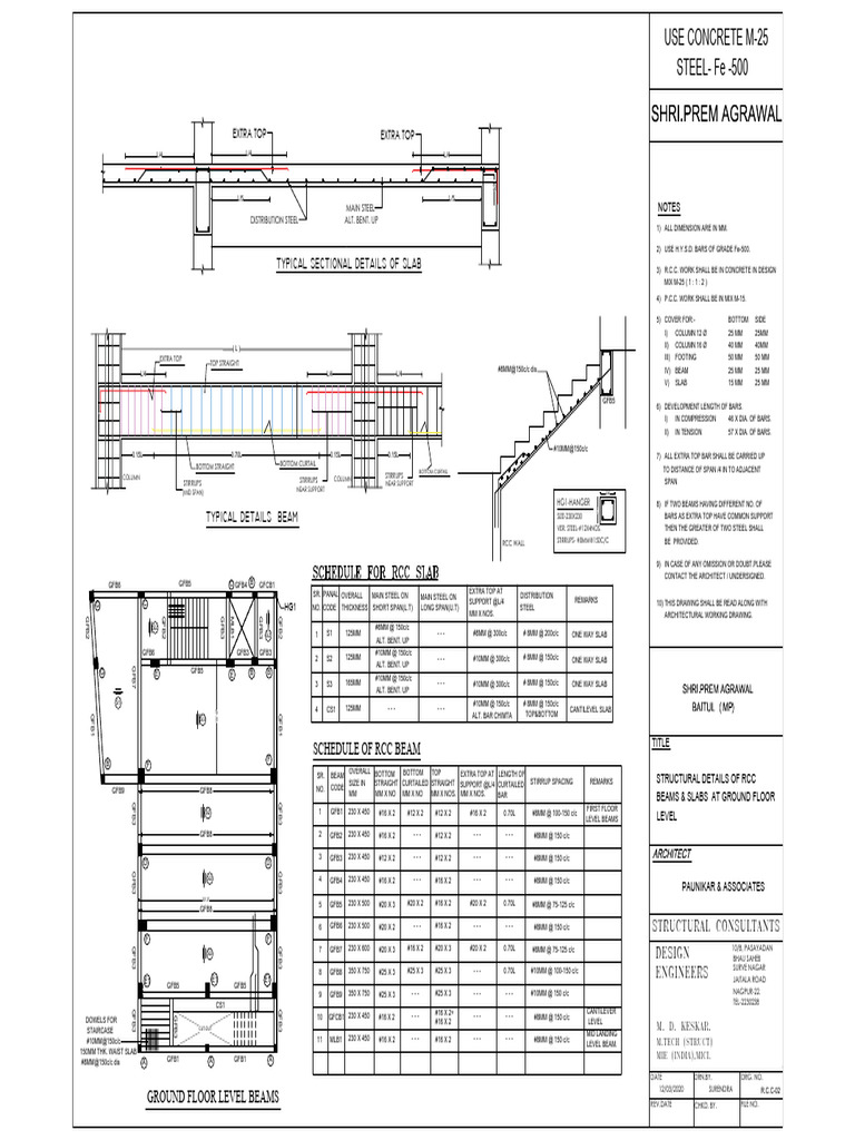 Prem Agrawal Ground Floor Level Beams (Baitul) - Model | PDF | Beam ...
