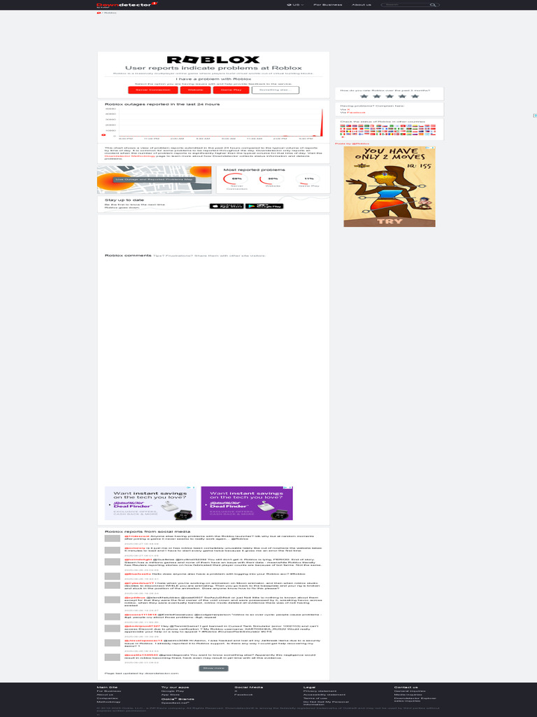 Roblox Down_ Current Outages and Problems _ Downdetector | PDF | Cyberspace | World Wide Web