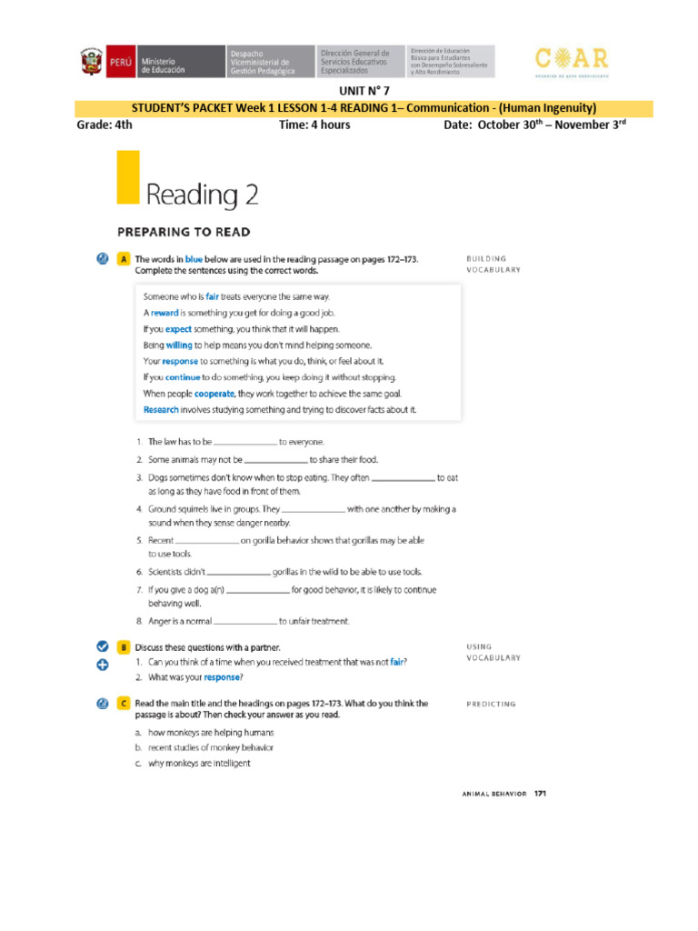 Pathways Unit 9 Reading 2 Student's Packet | PDF