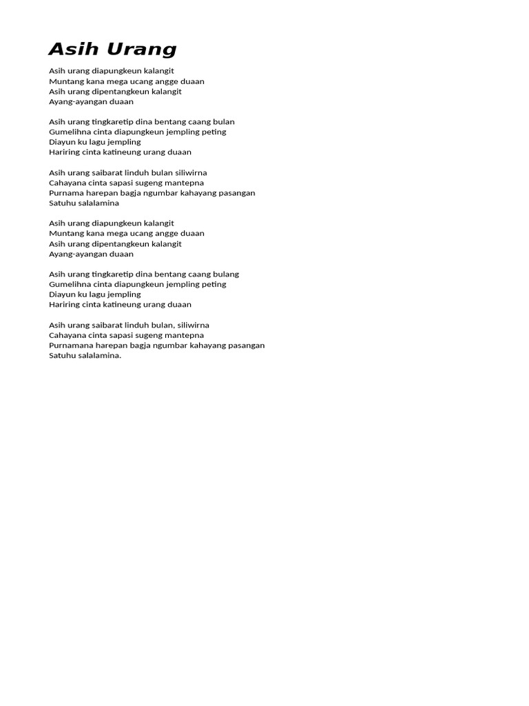 Asih Urang | PDF