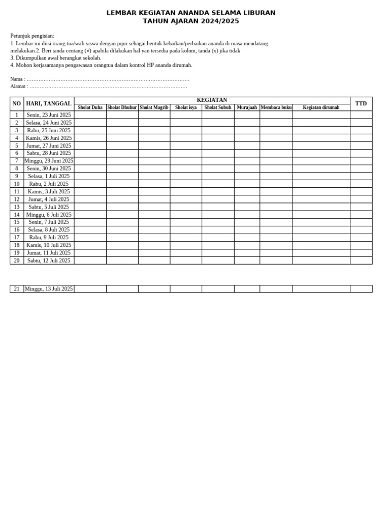 Mutabaah Lharian | PDF