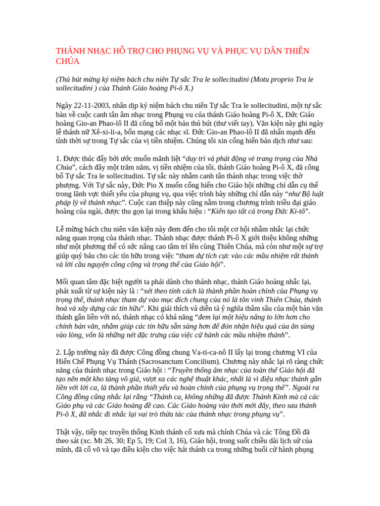 Thánh NH C H TR Cho PH NG V Và PH C V Dân Thiên Chúa | PDF