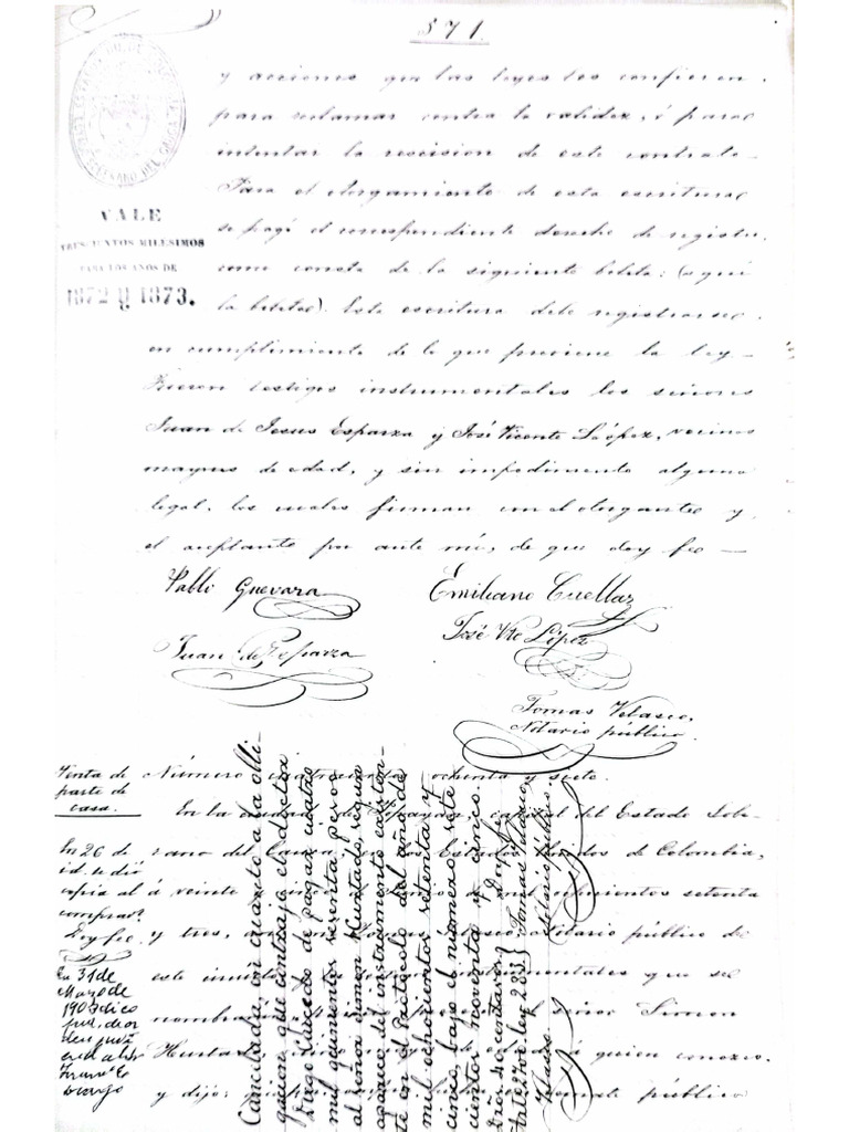 Not #487 Fol #571. Año 1873. Tomo I. | PDF
