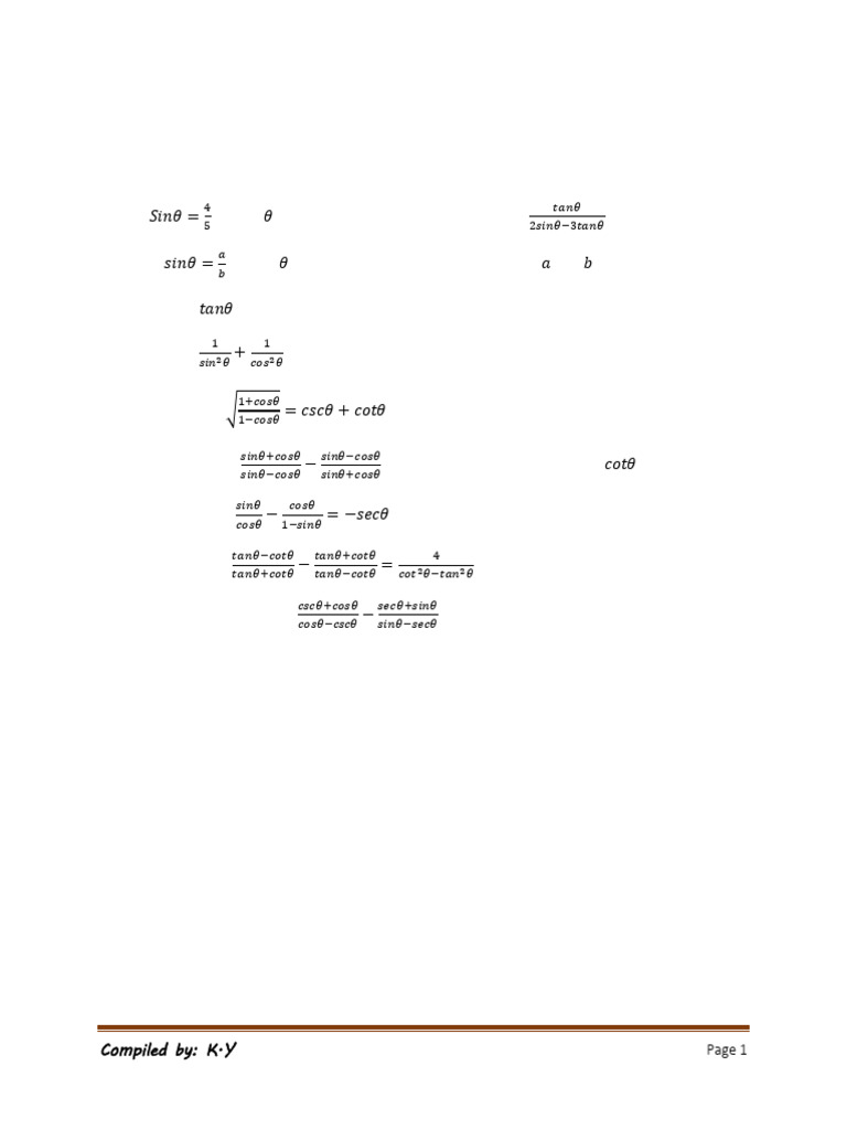 Trigonometry Tutorial Set 1 | PDF