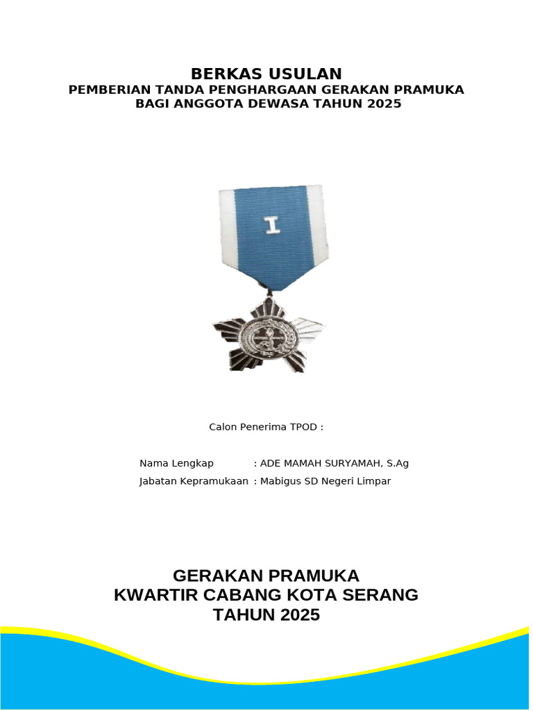 Berkas Usulan Tpod Bu H. Ade Limpar | PDF