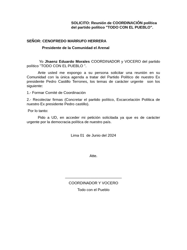 SOLICITO Todos Con El Pueblo | PDF