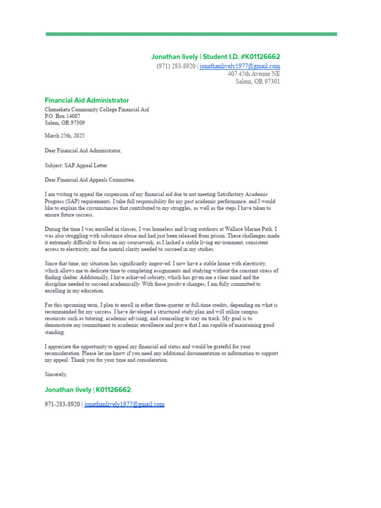 FAFSA Appeal Letter | PDF