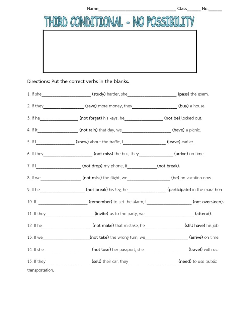 Conditional Sentences Type 3 Worksheet | PDF