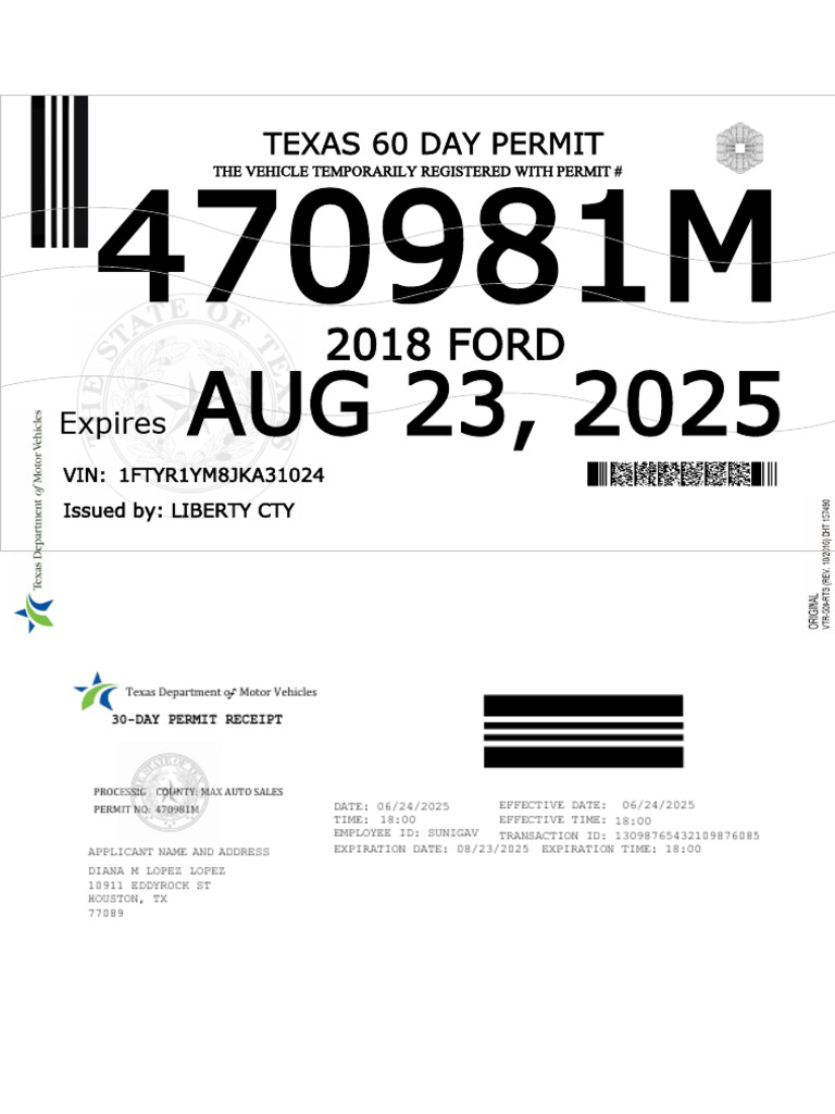 DMV Tag 2018 FORD | PDF