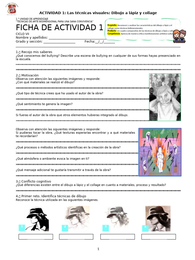 Cvii Uda1 Act1 Ficha de Actividad 1 | PDF | Dibujo | Collage