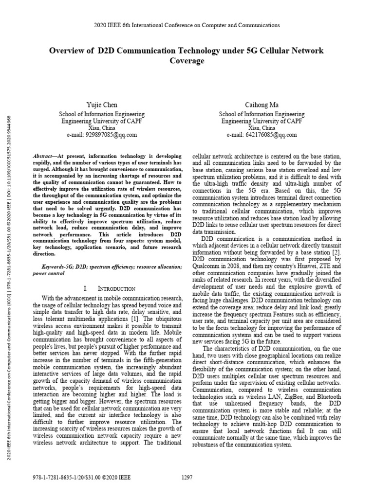 Overview of D2D Communication Technology Under 5G Cellular Network ...