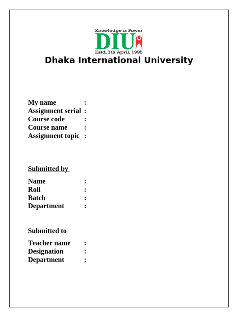 Bangla Assignment Cover Photo | PDF