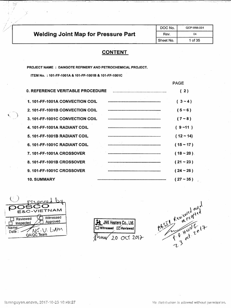Weld Map For Pressure Part | PDF