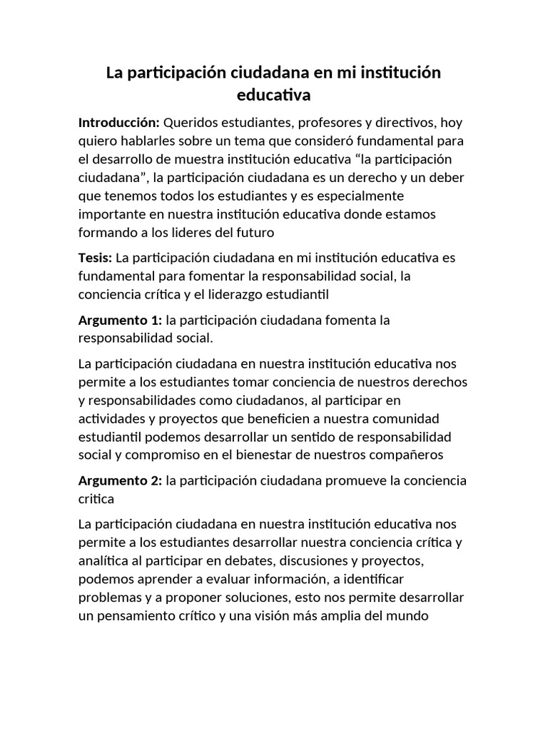 Importancia de la Participación Ciudadana | PDF | Participación pública ...