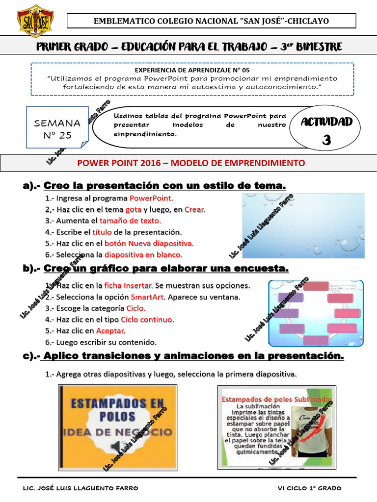 5ta Exp. Aprend. - ACT 3 - 1° GRADO | PDF | Microsoft PowerPoint | Software