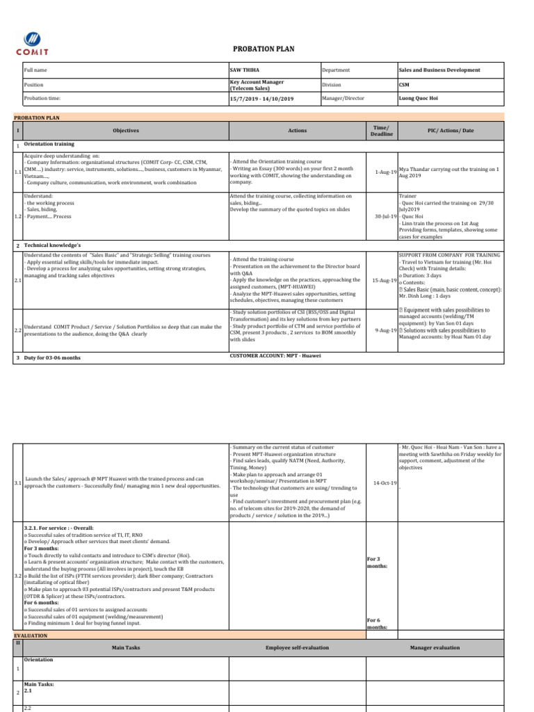 2019.7.24 Probation Plan Merged SawthiHa | PDF | Business