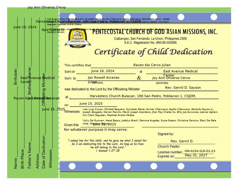 Dedication Cert Template | PDF
