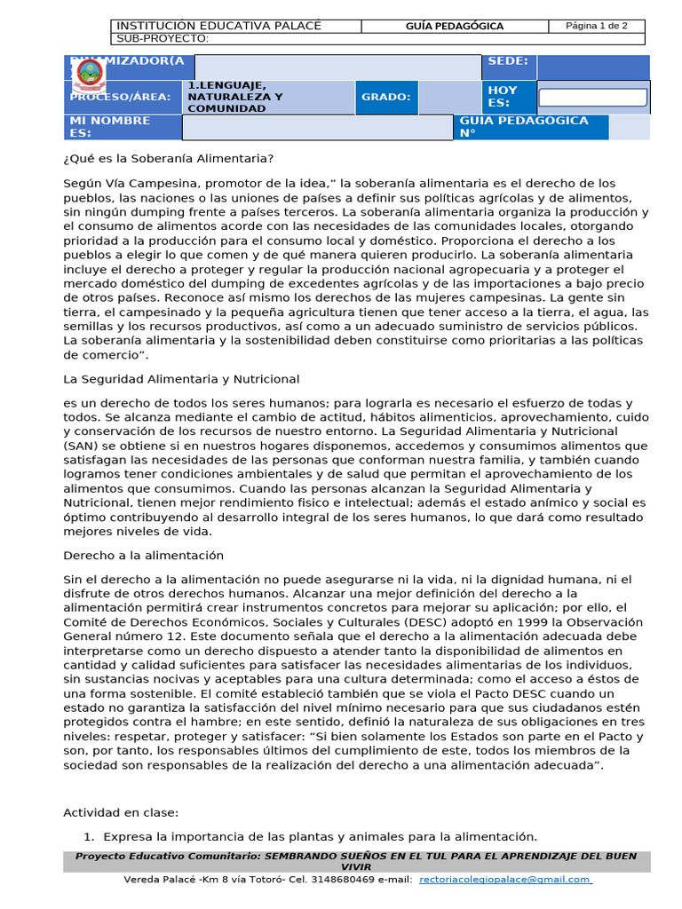 Guia 2 Jicel | PDF | Alimentos