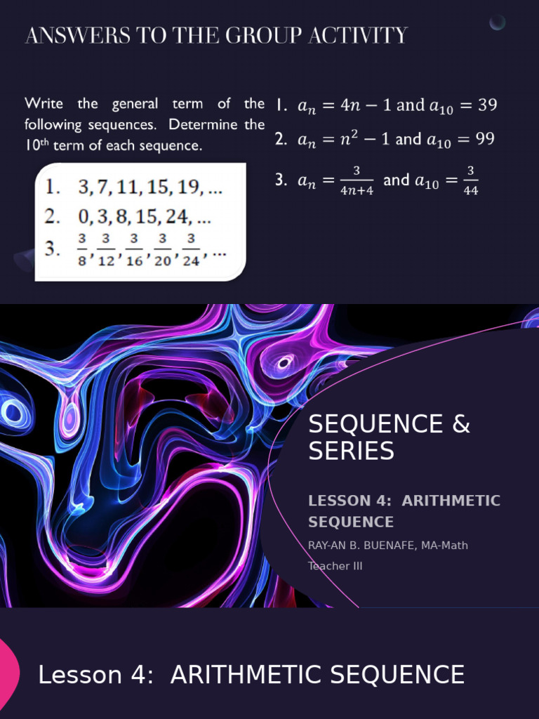 Lesson 4 - ARITHMETIC SEQUENCE | PDF | Mathematics