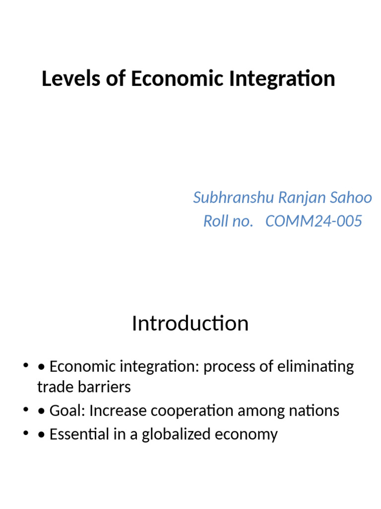 Levels of Economic Integration | PDF