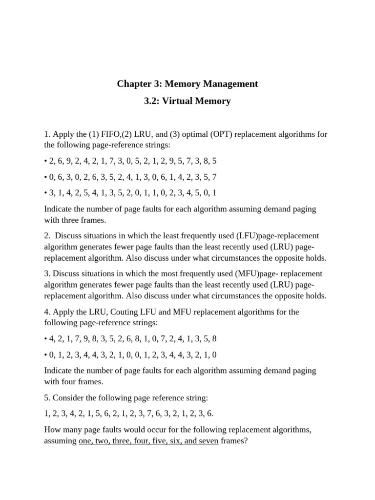 Chapter3.2-Virtual Memory Question | PDF